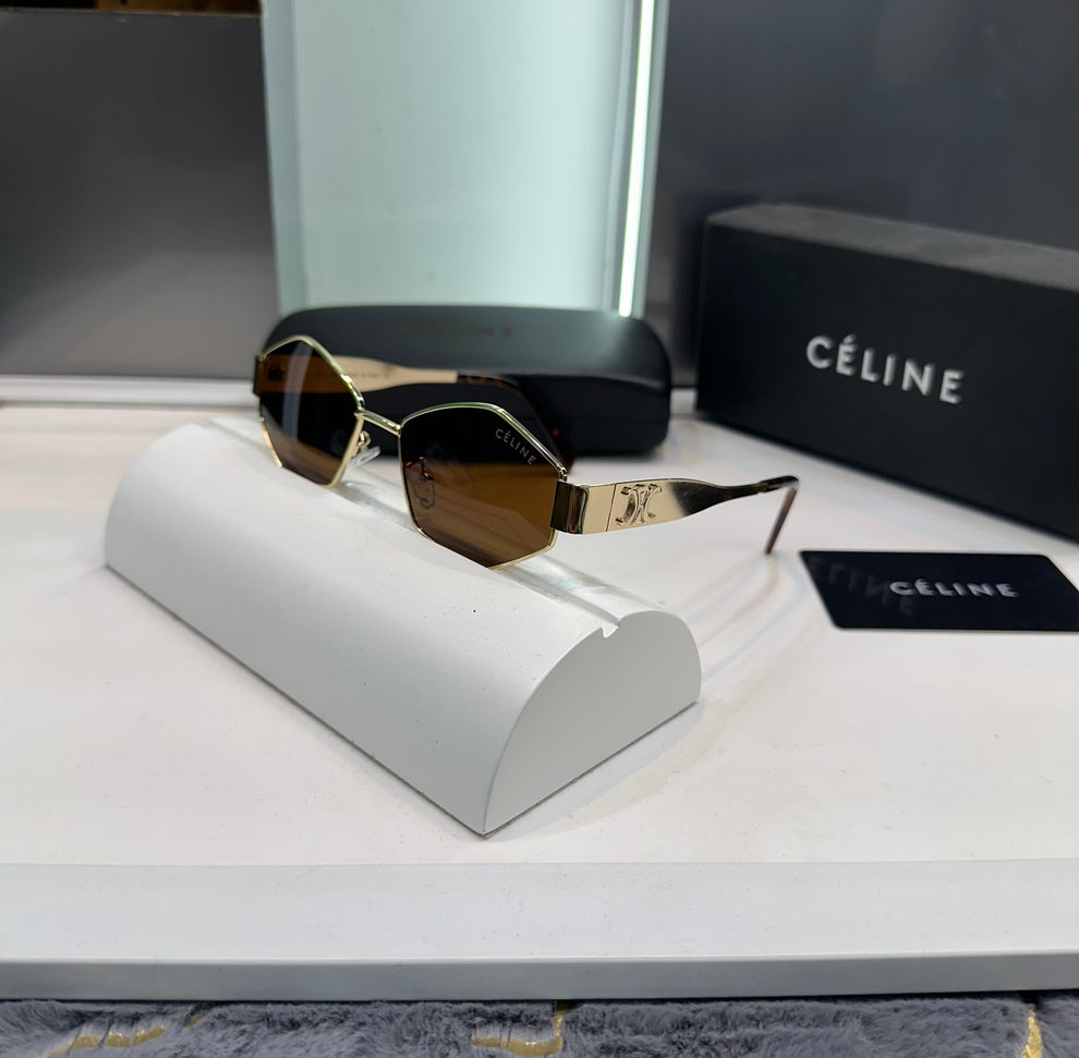 Celine Brown Gold Metal Limited Edition Luxury Shade With Original Pac ...